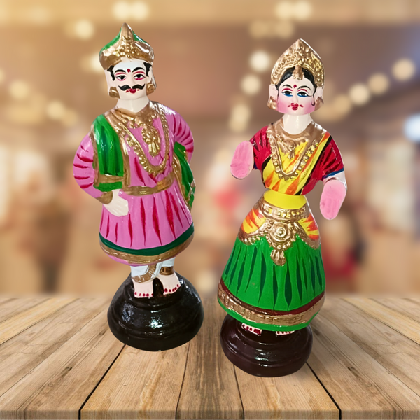 8" Single Tanjore Dancing doll Raja, Dancer Golu dolls - UGoTrendy